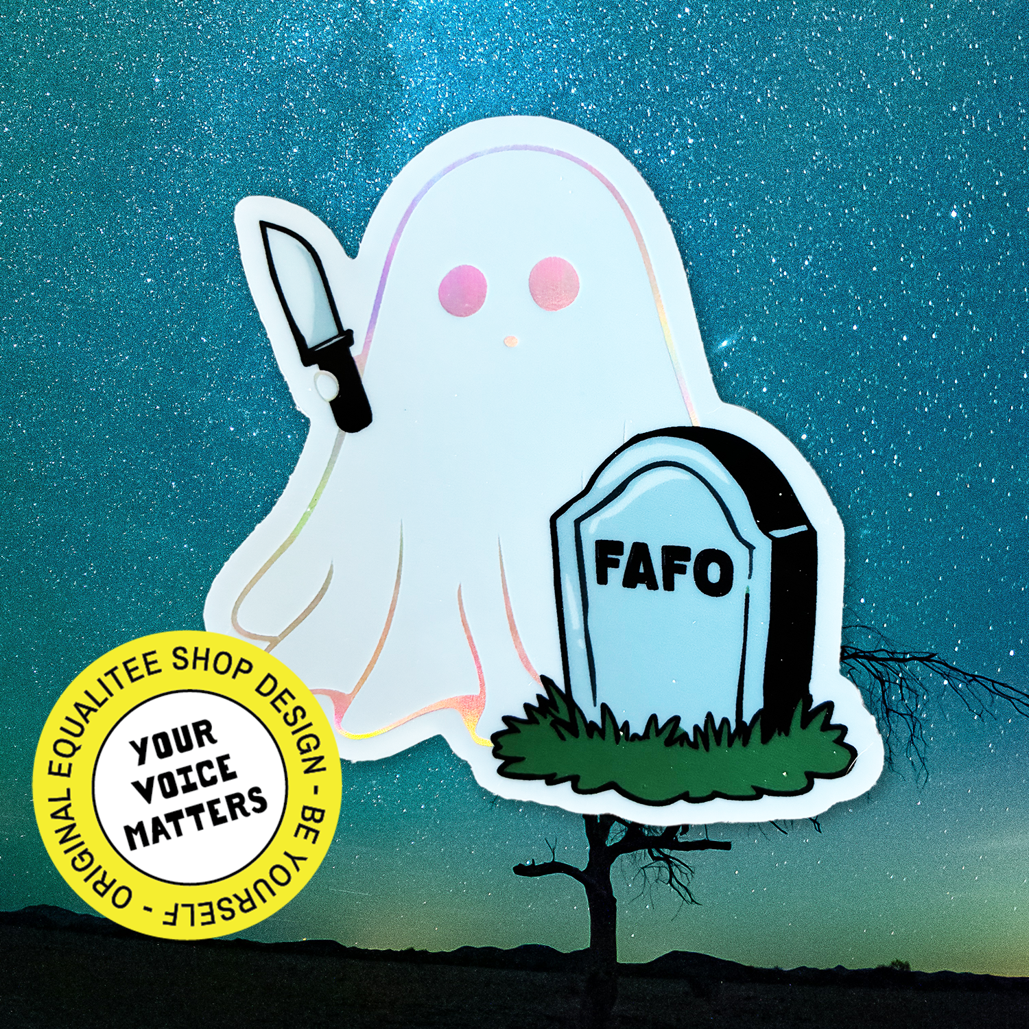 FAFO F*ck Around and Find Out Holographic Ghost Sticker – Equalitee